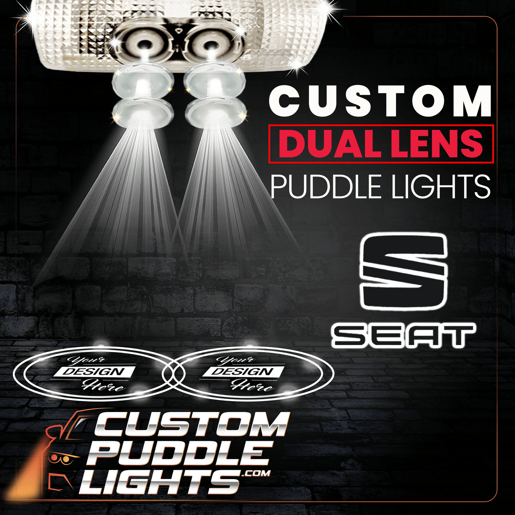Custom Dual Lens LED Courtesy Door Projector Puddle Lights for SEAT ...