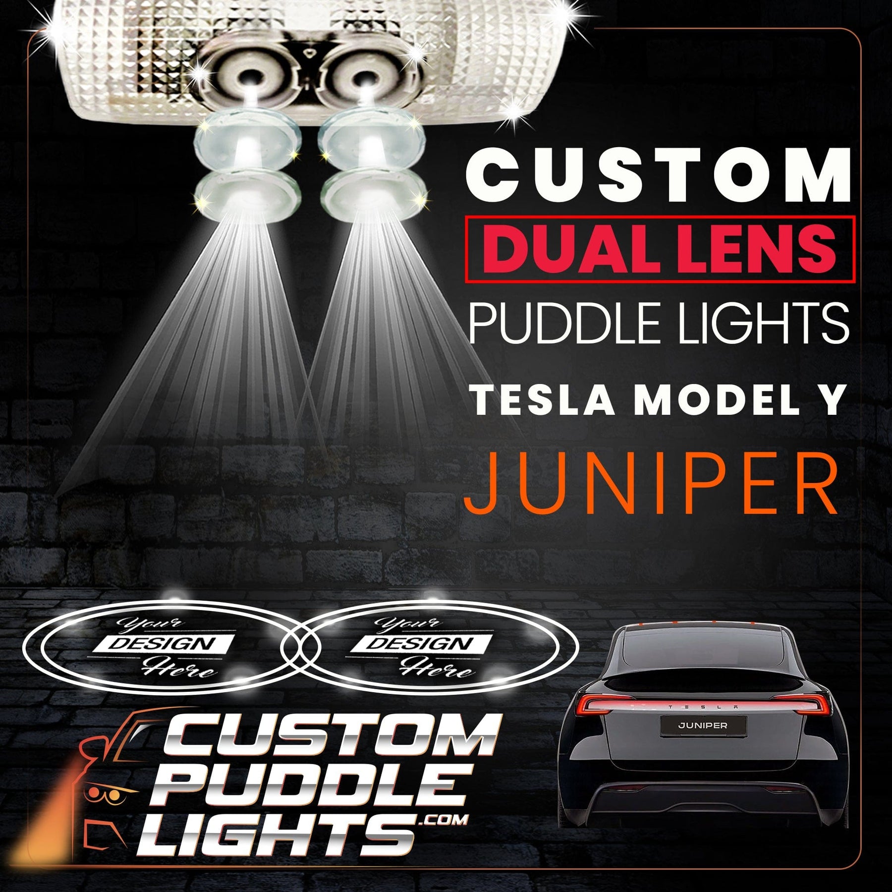 Custom Dual Lens LED Courtesy Door Projector Puddle Lights for Tesla M ...