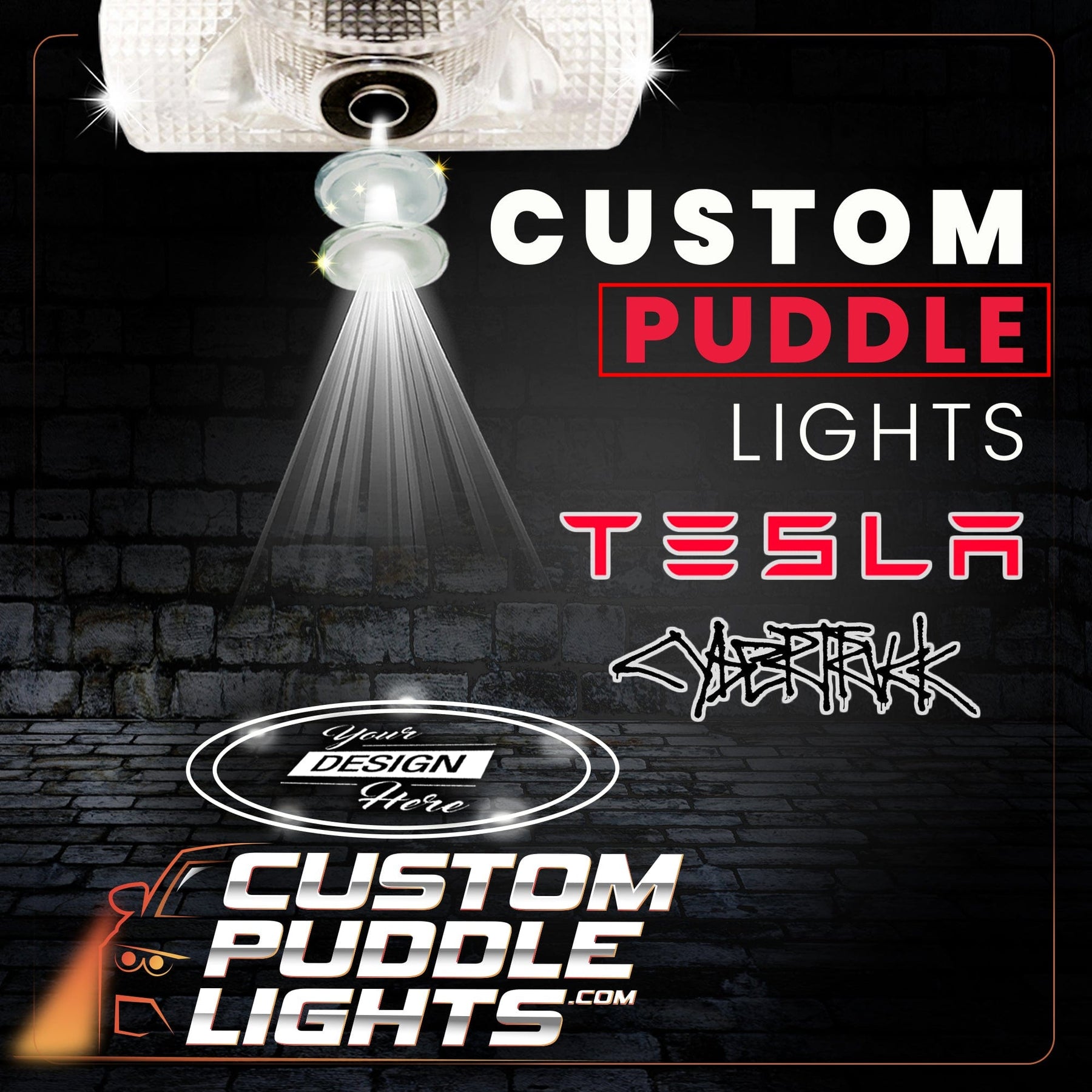 Custom LED Courtesy Door Projector Puddle Lights For Tesla Cybertruck ...