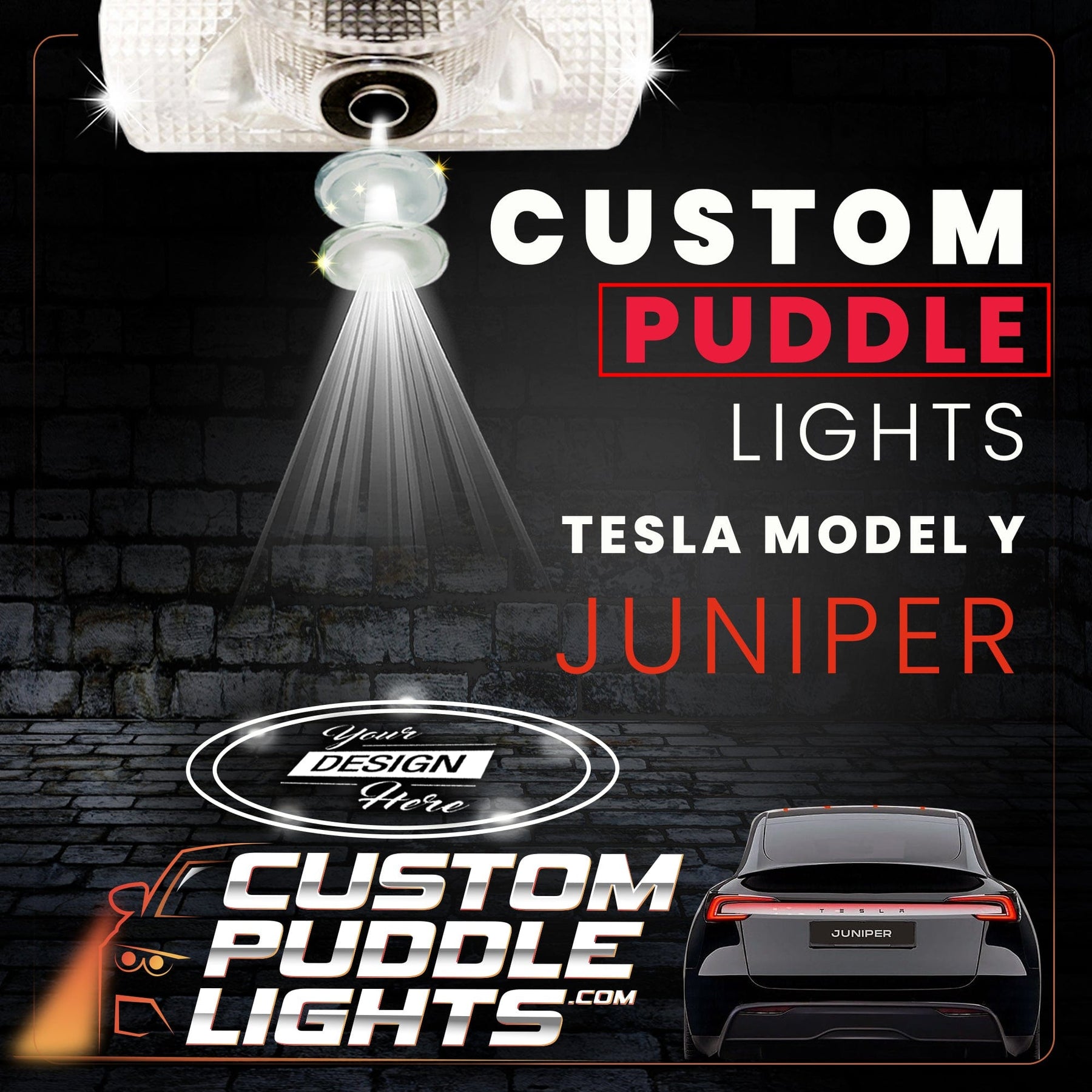 Custom LED Courtesy Door Projector Puddle Lights For Tesla Model Y Jun ...