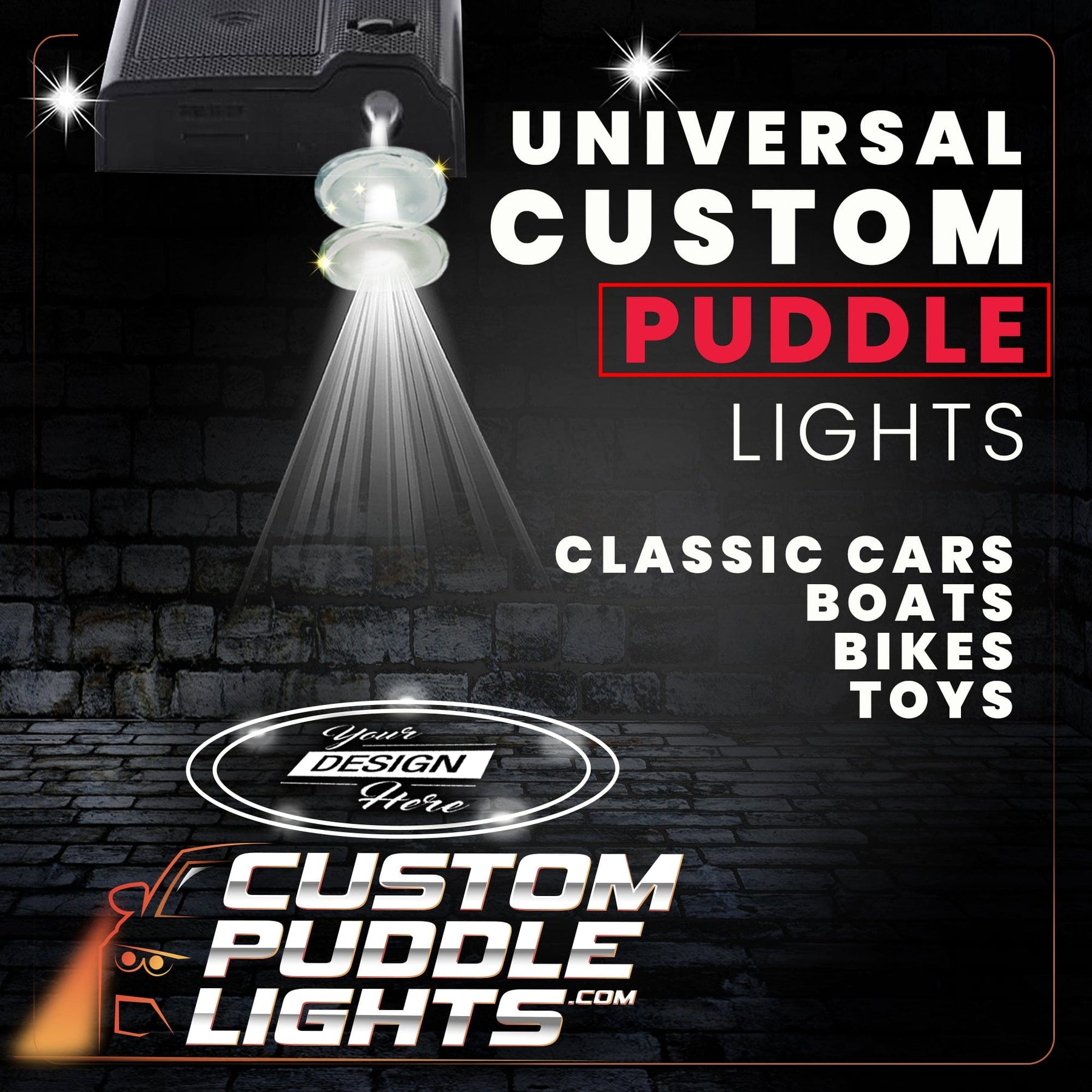 Universal Stick On Puddle Lights Custom LED Projectors for All Cars, B ...